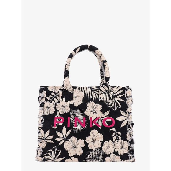 Pinko | Bags | Pinko Woman Canvas Shoukder Bag With Embroidered Logo ...